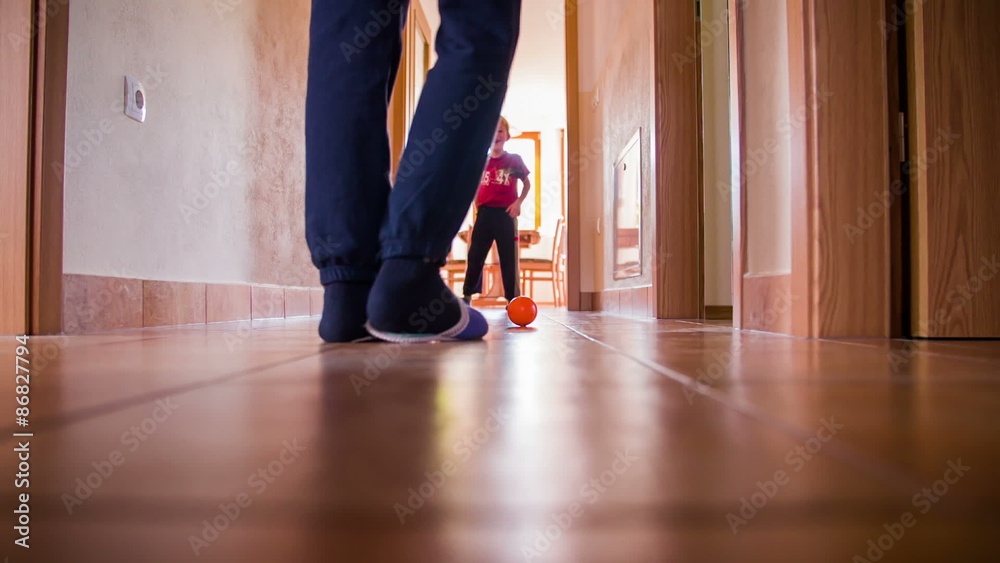 Scoring goal in hallway soccer in slow motion Stock Video | Adobe Stock