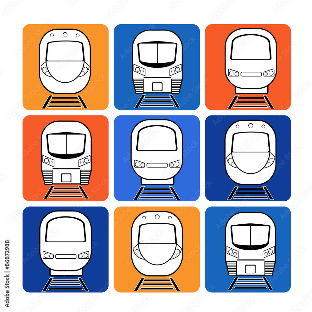 vector set silhouette modern express train on background Stock Vector ...