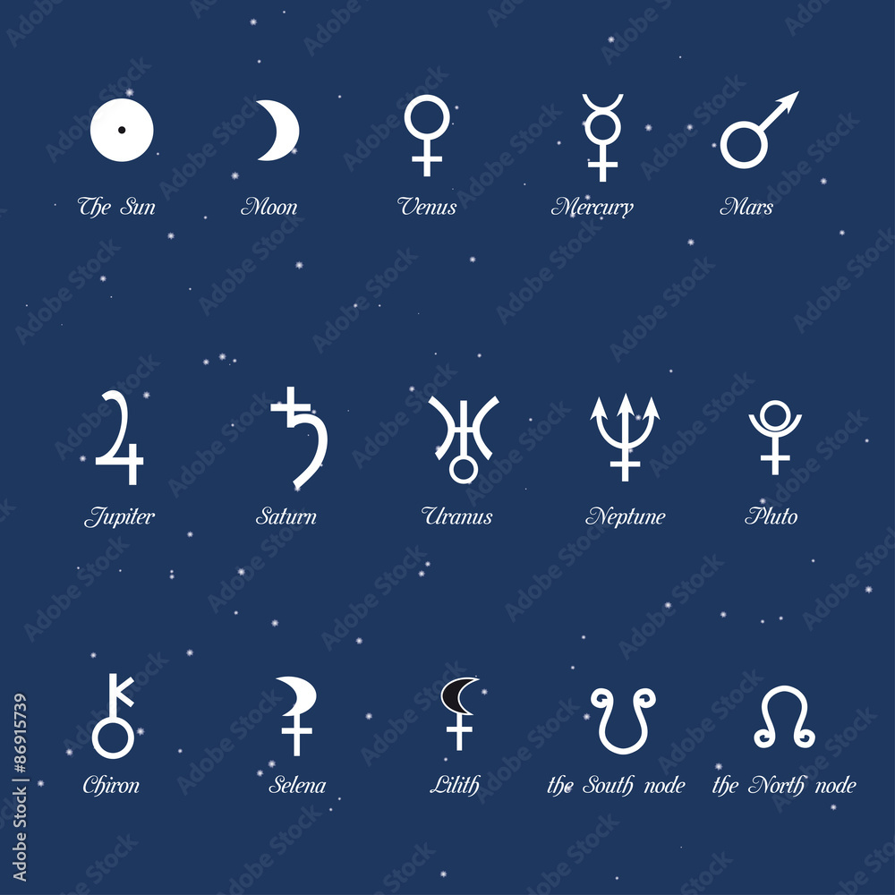 Astrological simbols, set of the planet's signs Stock Vector | Adobe Stock