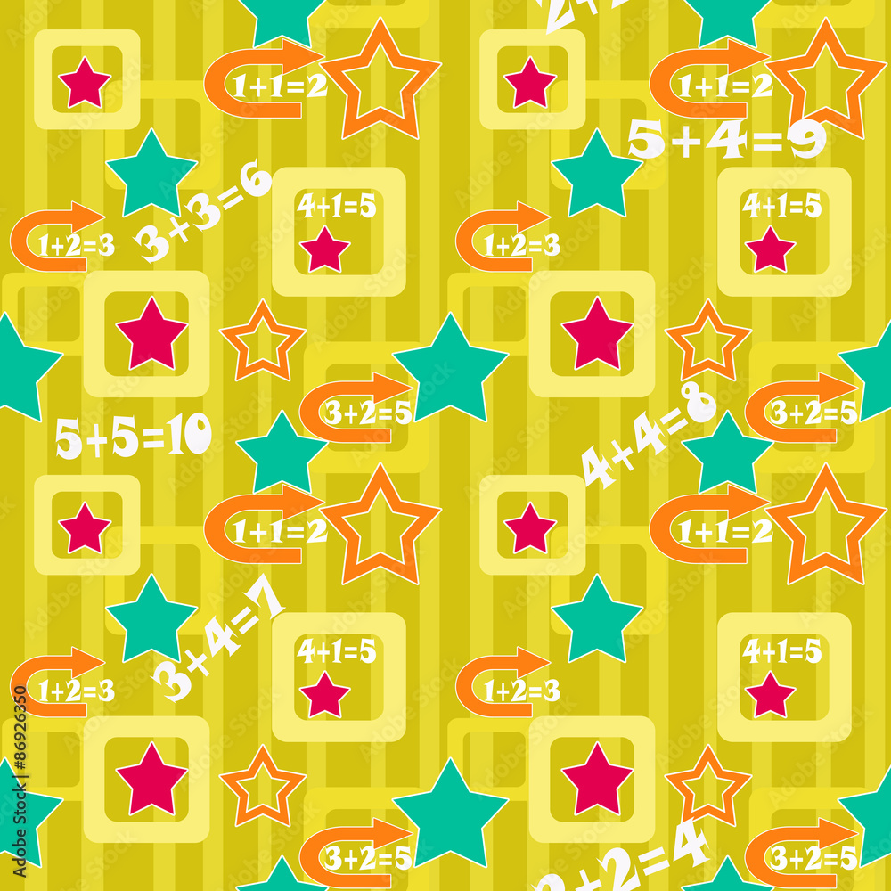 Colorful numbers and stars kids background seamless pattern Stock ...
