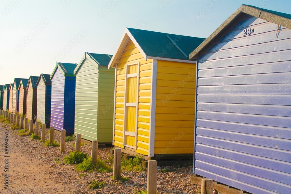 Beach huts on the seafront Stock Photo | Adobe Stock