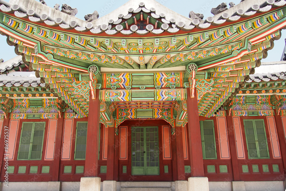 Beautiful and colorful exterior of traditional Korean building Stock ...