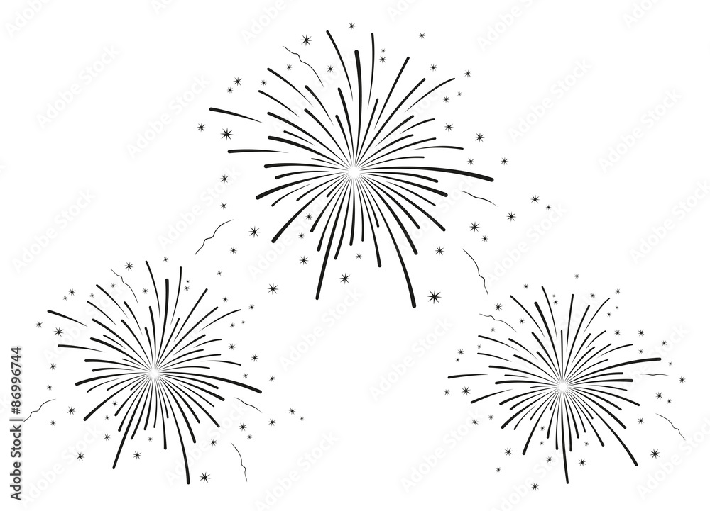 Vector illustration of fireworks black and white Stock Vector | Adobe Stock