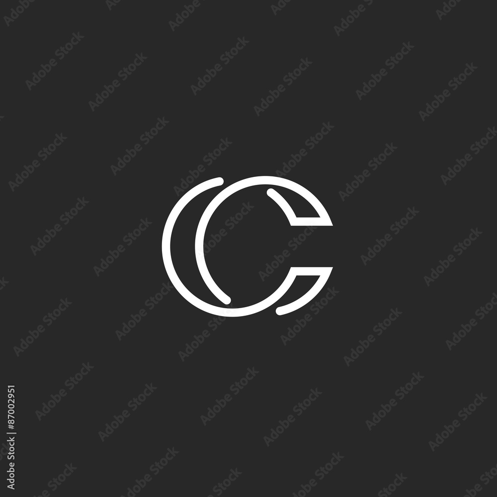 Logo C monogram modern letter, mockup elegant business card ...