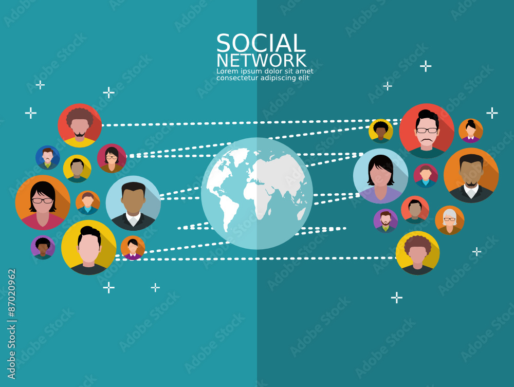 Flat design concept for social network Stock Vector | Adobe Stock