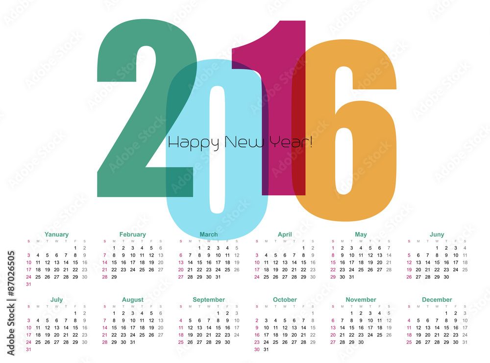 Year Calendar. Vector illustration Stock Vector | Adobe Stock