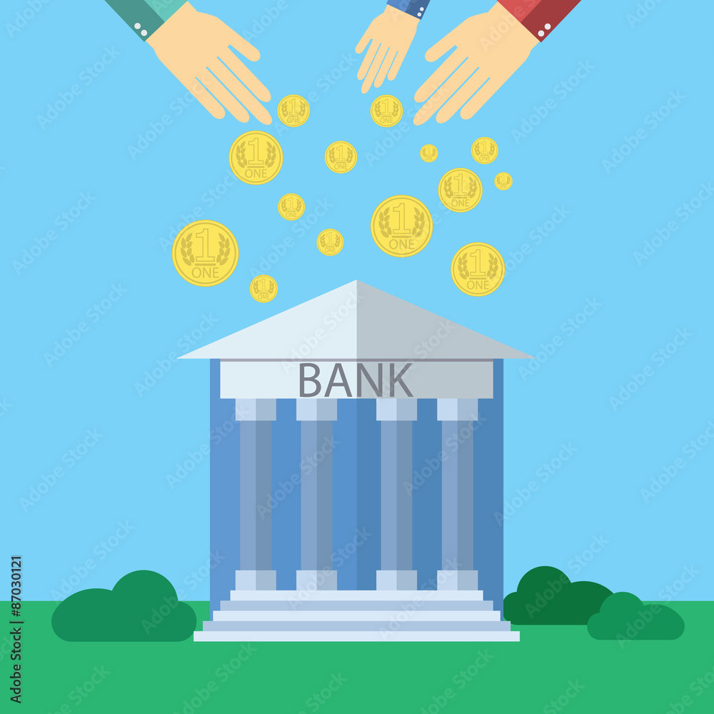 Flat design modern vector illustration concept for Bank with human ...