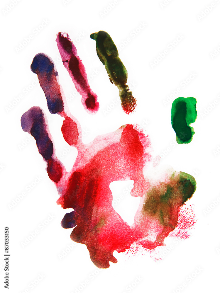 Watercolor isolated handprint Stock Photo | Adobe Stock