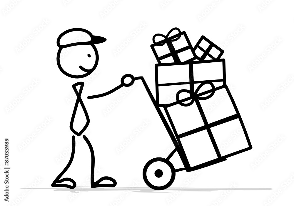 Strichmännchen Paket Versand vector de Stock | Adobe Stock