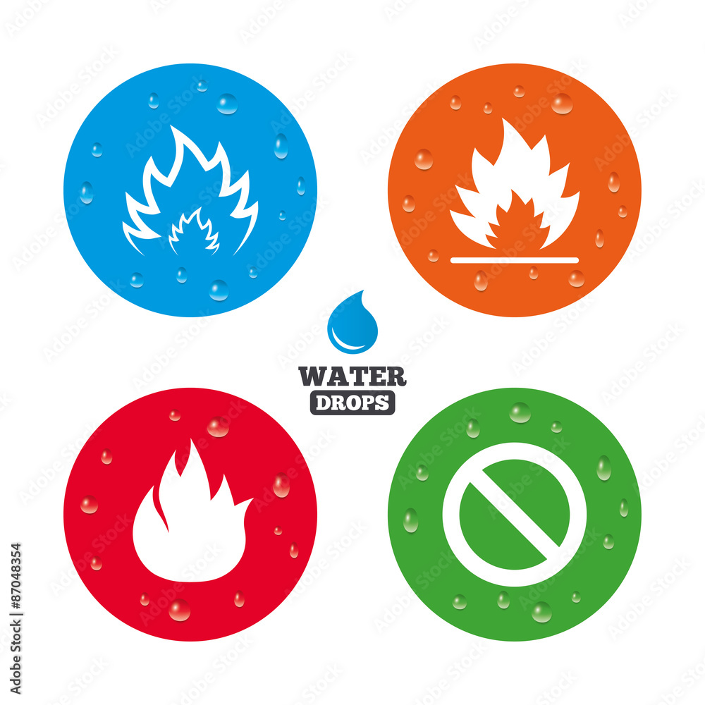 Fire flame icons. Prohibition stop symbol. Stock Vector | Adobe Stock