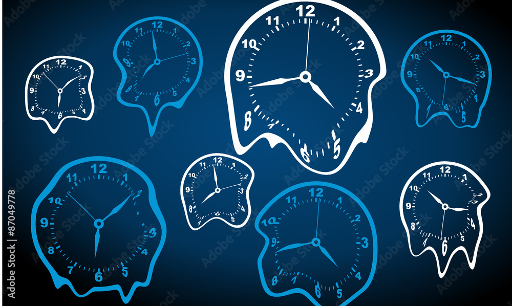 Melting Time in Vector Clock Background Stock Vector | Adobe Stock