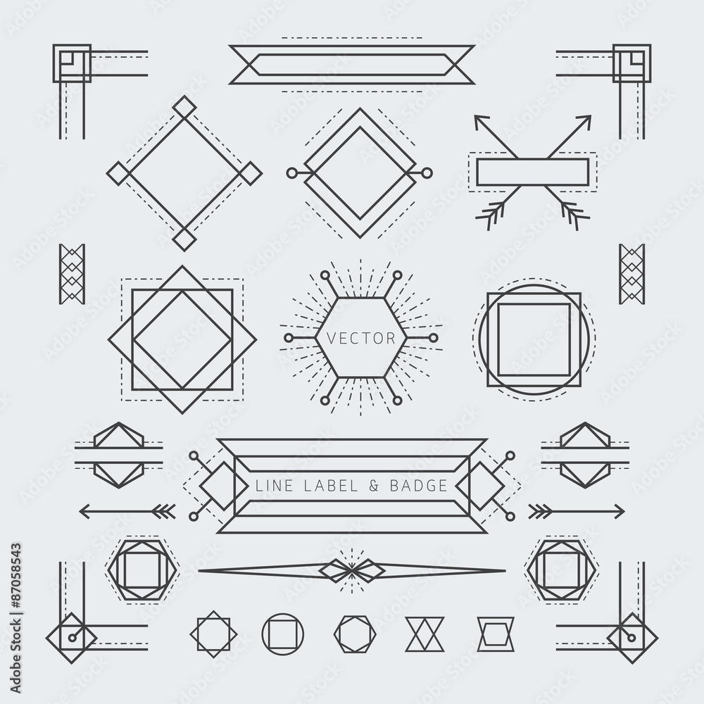 Line and Geometric Labels and Badges Monochrome Stock Vector | Adobe Stock
