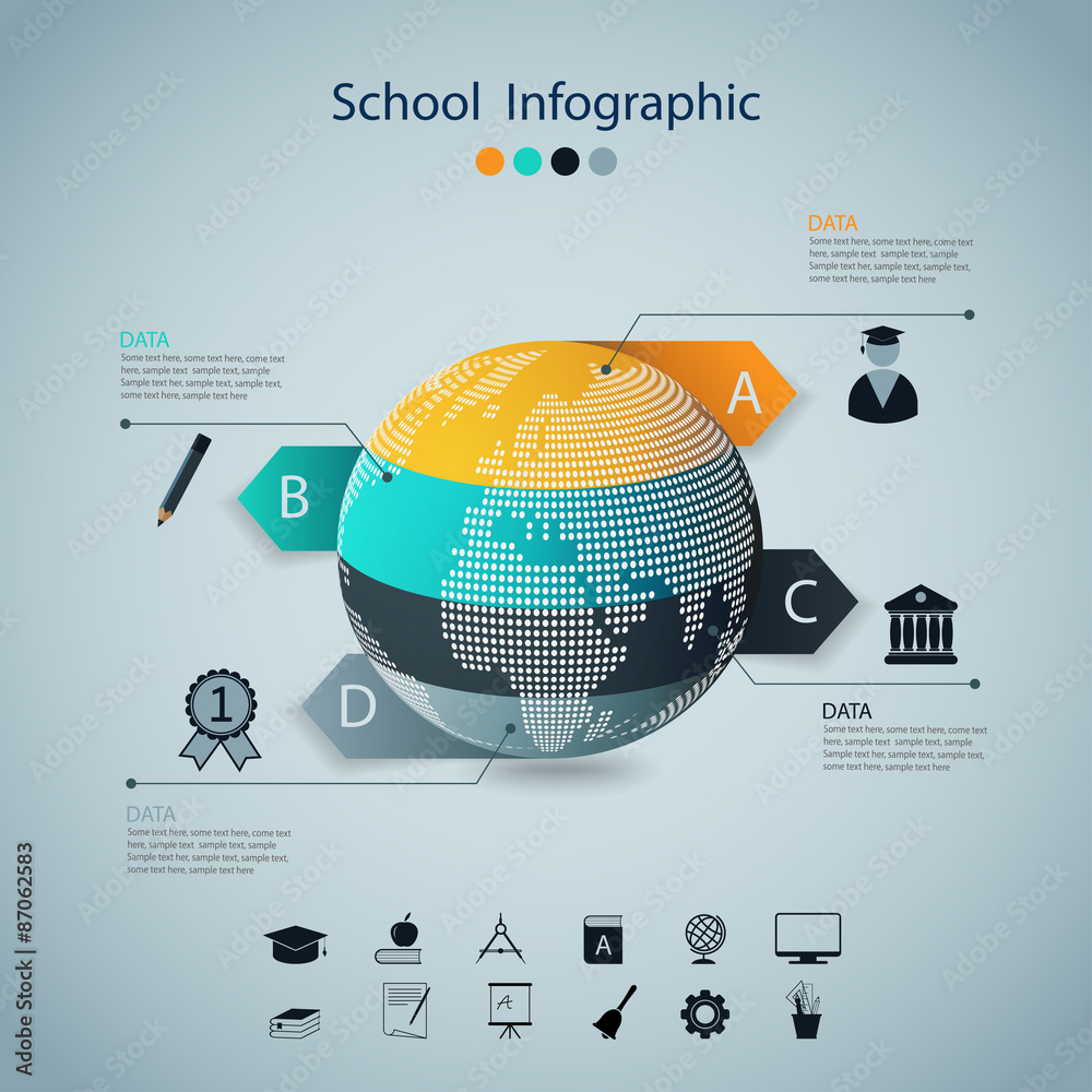 school infographic made of globe. Vector Stock Vector | Adobe Stock