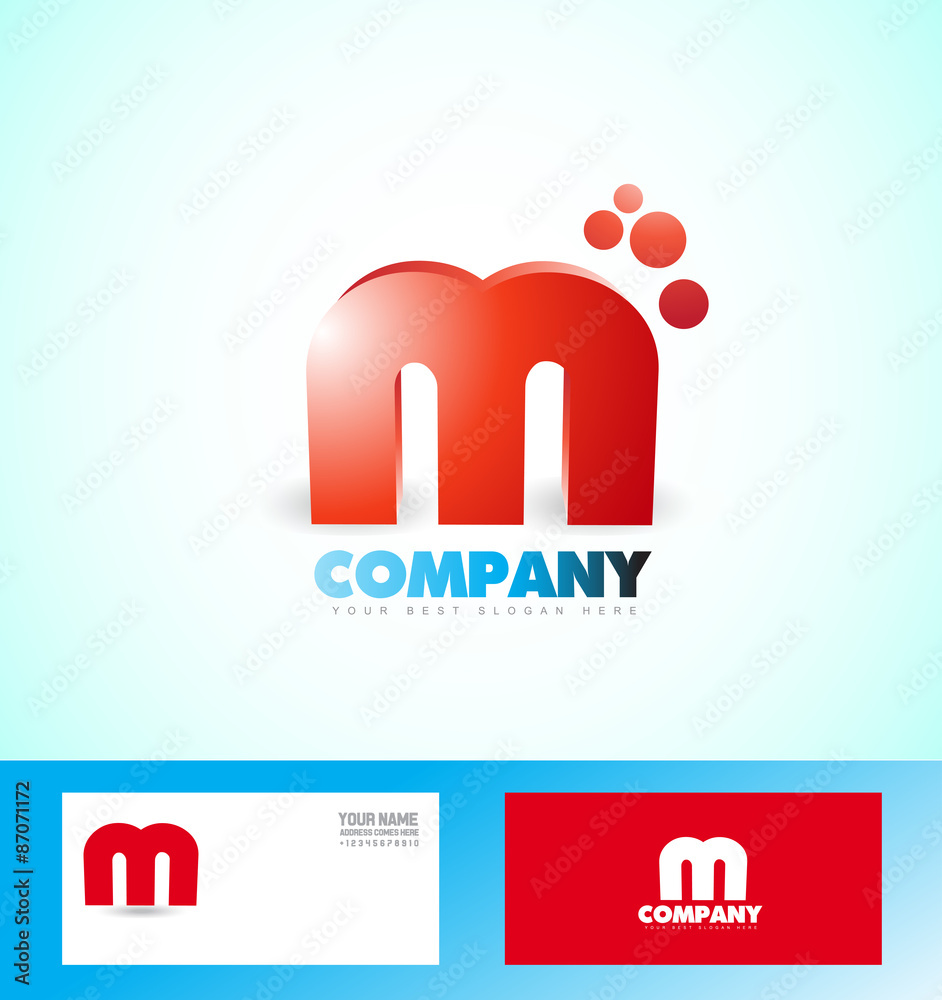 Letter M logo red icon 3d Stock Vector | Adobe Stock