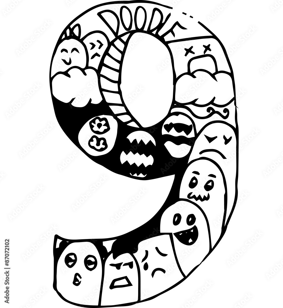 hand drawn number doodle of illustration Stock Vector | Adobe Stock