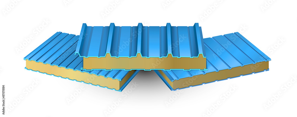 Sandwich panels in vector for roof & walls Stock Vector | Adobe Stock