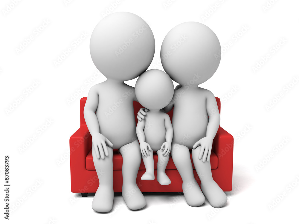 3d people, parents with children, concept of family. 3d image. Isolated ...