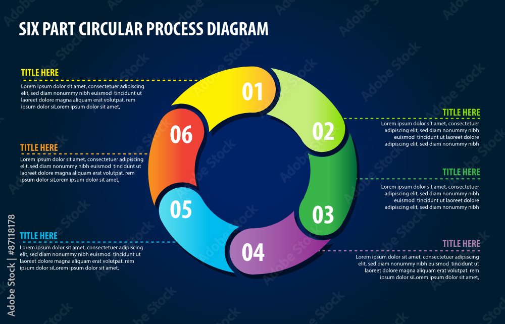 Six Part Circular Process Diagram Stock Vector | Adobe Stock