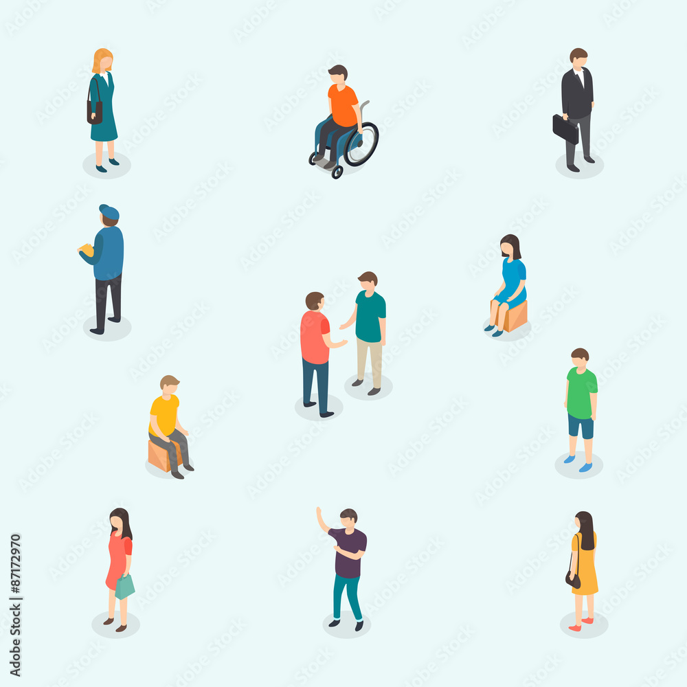 Isometric 3d vector people. Set of woman and man. Vector illust Stock ...