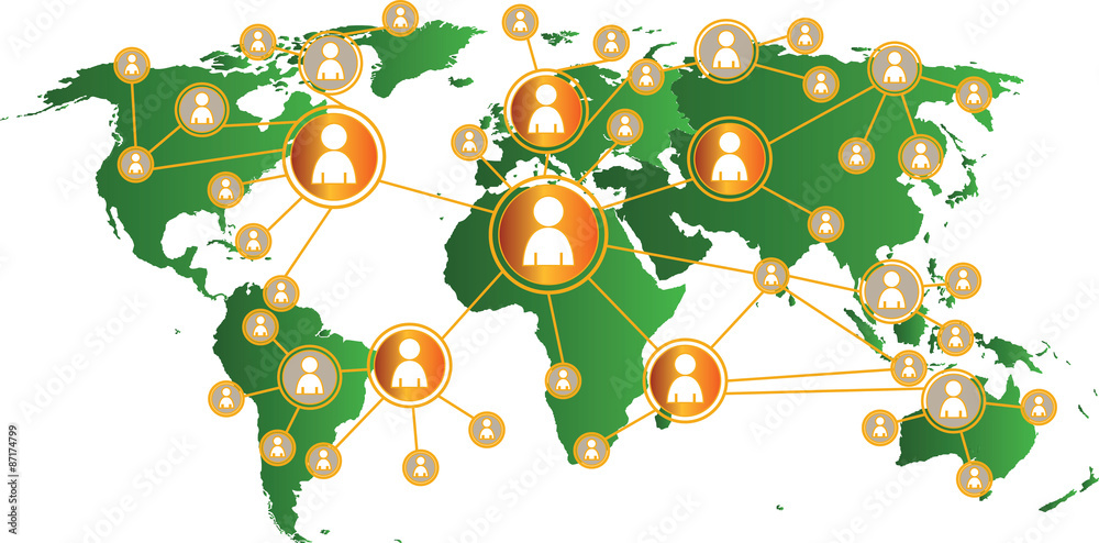 social media icons and world map -illustration Stock Illustration ...