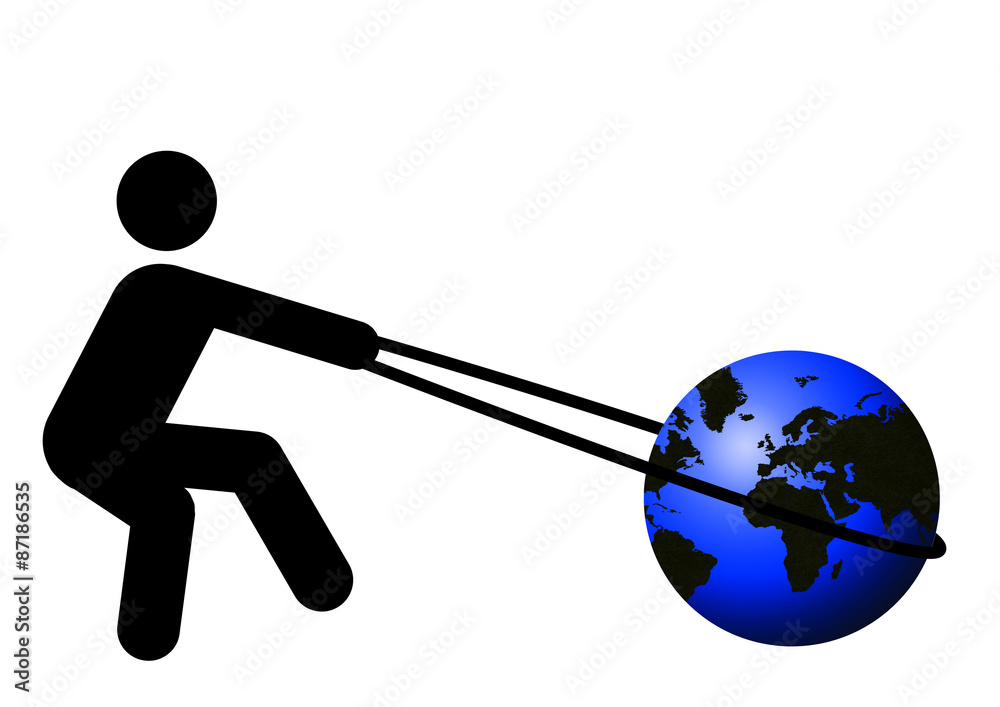 Piktogramm Männchen das Erde zieht / Pictogram Earth - Save the Planet ...