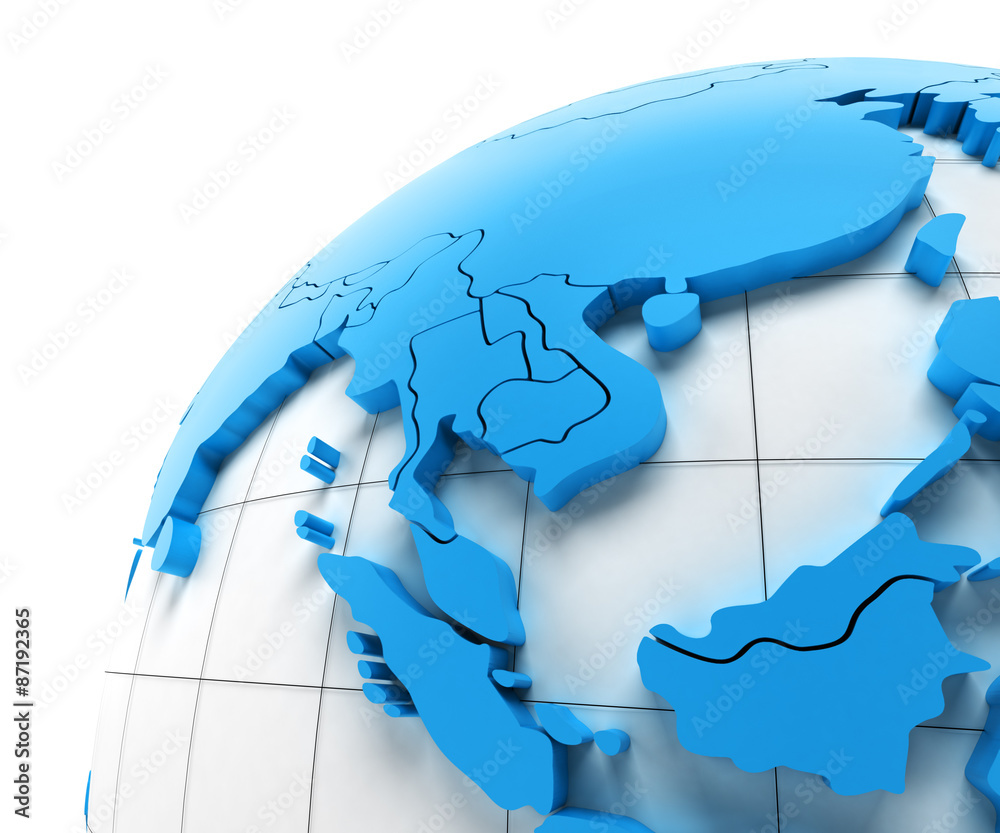 Globe of Southeast Asia with national borders Stock Illustration ...