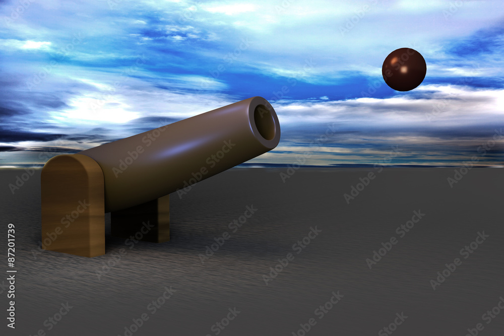 Cannon with projectile Stock-Illustration | Adobe Stock