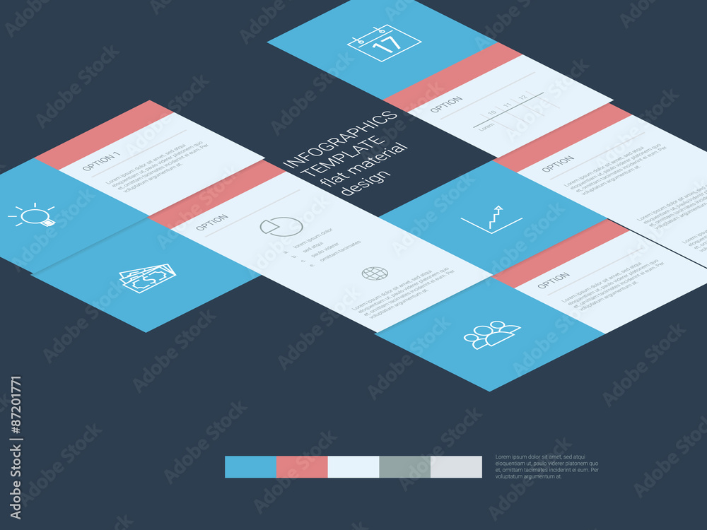Infographics template. Menu options elements. Material design Stock ...