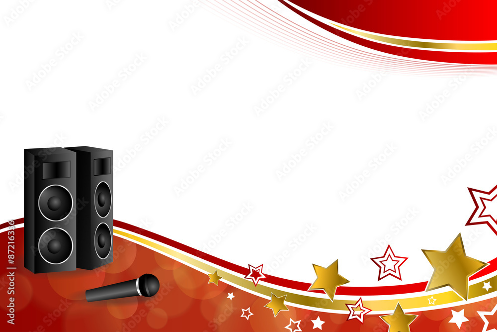 Background abstract karaoke microphone loudspeaker star red yellow gold ...