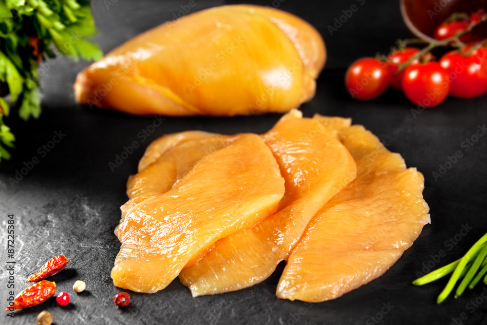 Carne fresca, Filetes de pechuga de pollo listos para cocinar. foto de ...