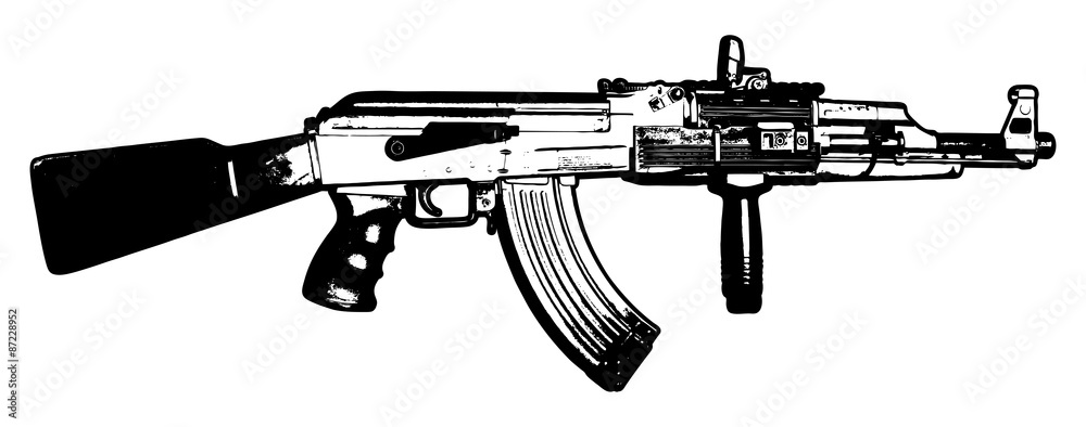 machine gun draw Stock Vector | Adobe Stock