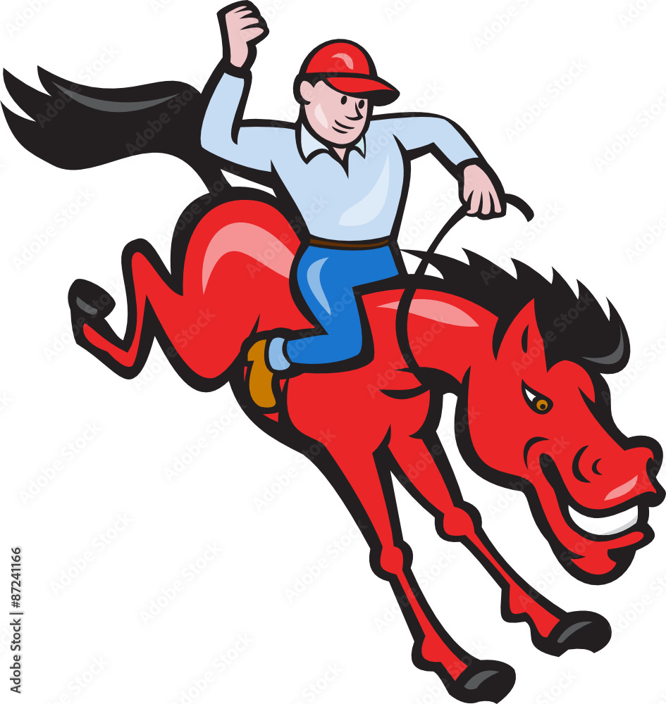 Rodeo Cowboy Riding Horse Isolated Cartoon Stock Vector | Adobe Stock