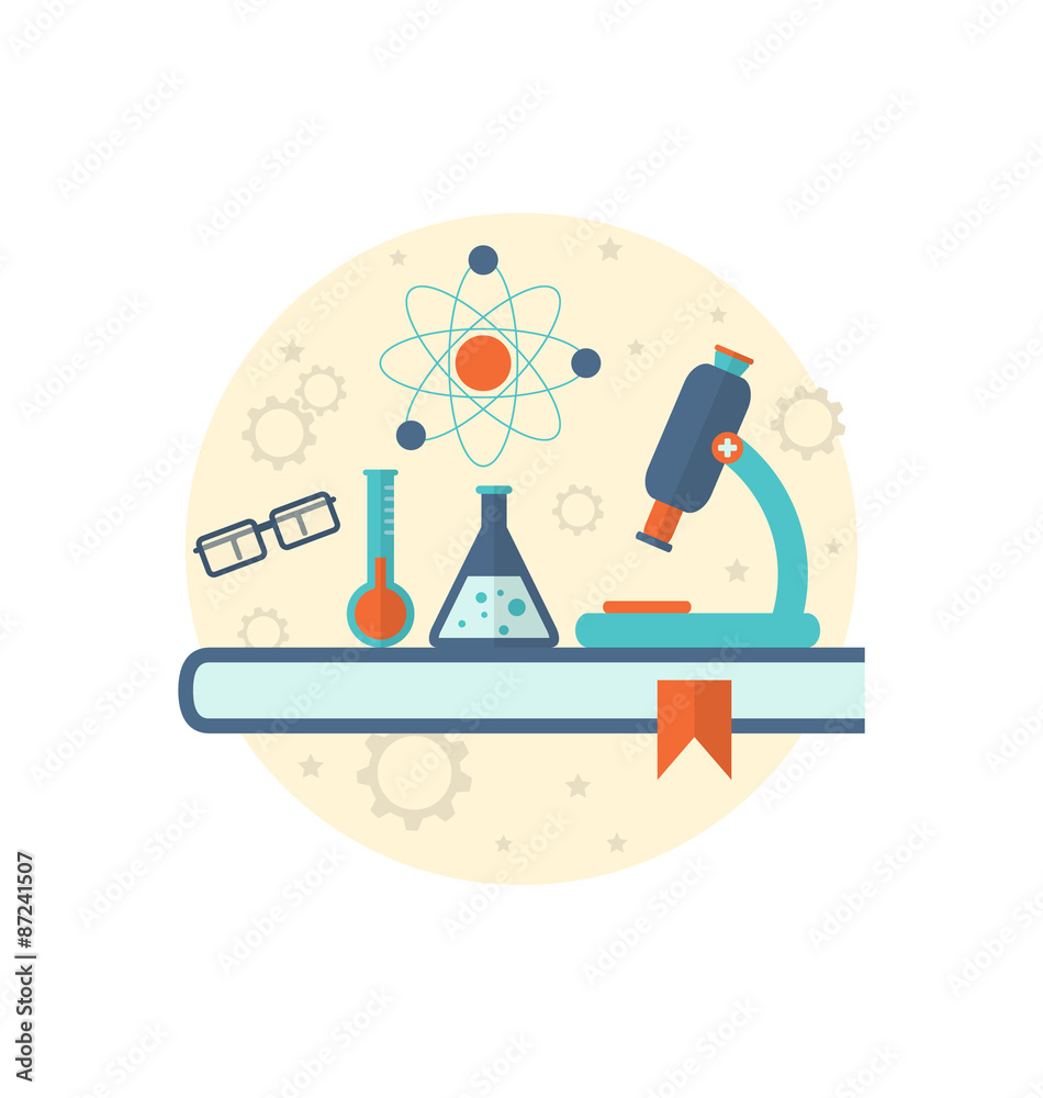 Chemical engineering background with flat icon of objects Stock Vector ...