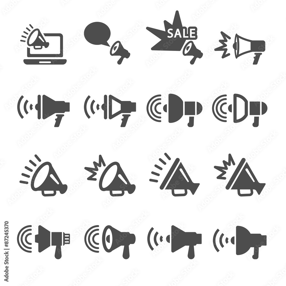 megaphone in action icon set, vector eps10 Stock Vector | Adobe Stock