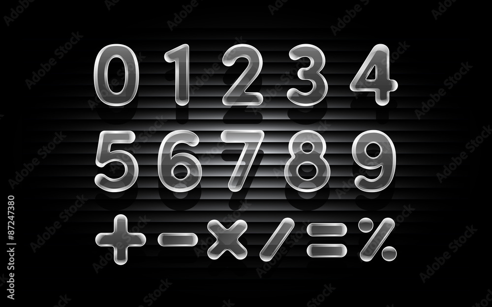 Transparent Number and mathematical symbols.Vector illustration. Stock ...