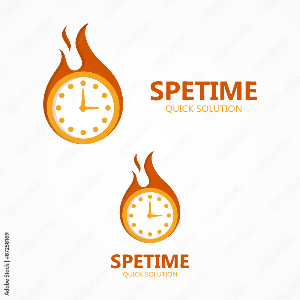 Vector logo or icon clock in a fire Stock Vector | Adobe Stock