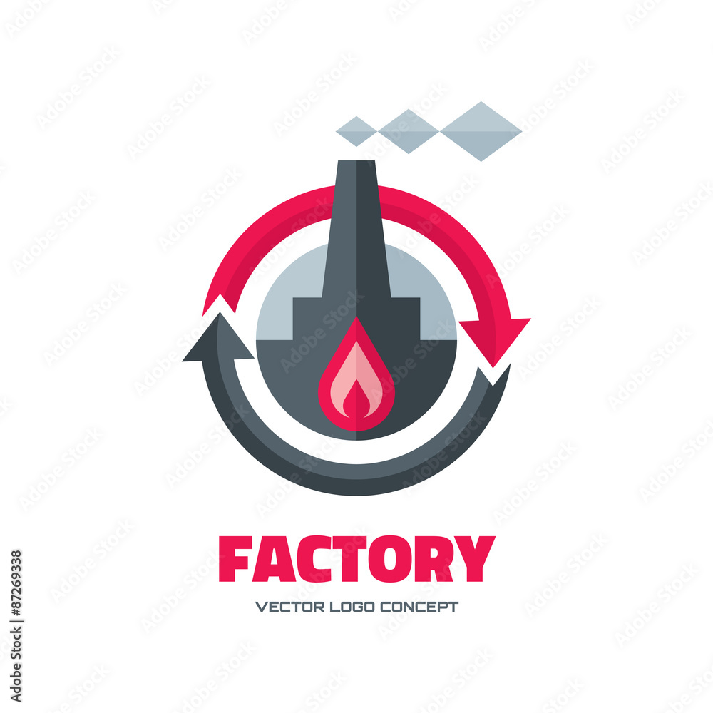 Factory - vector logo concept illustration in flat style for business ...