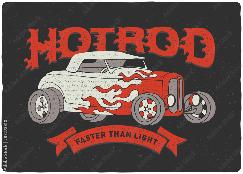 Vecteur Stock Vintage hot rod print for t-shirt with burning letters ...