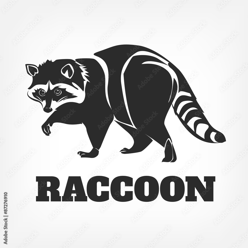 Vector raccoon black illustration Stock Vector | Adobe Stock
