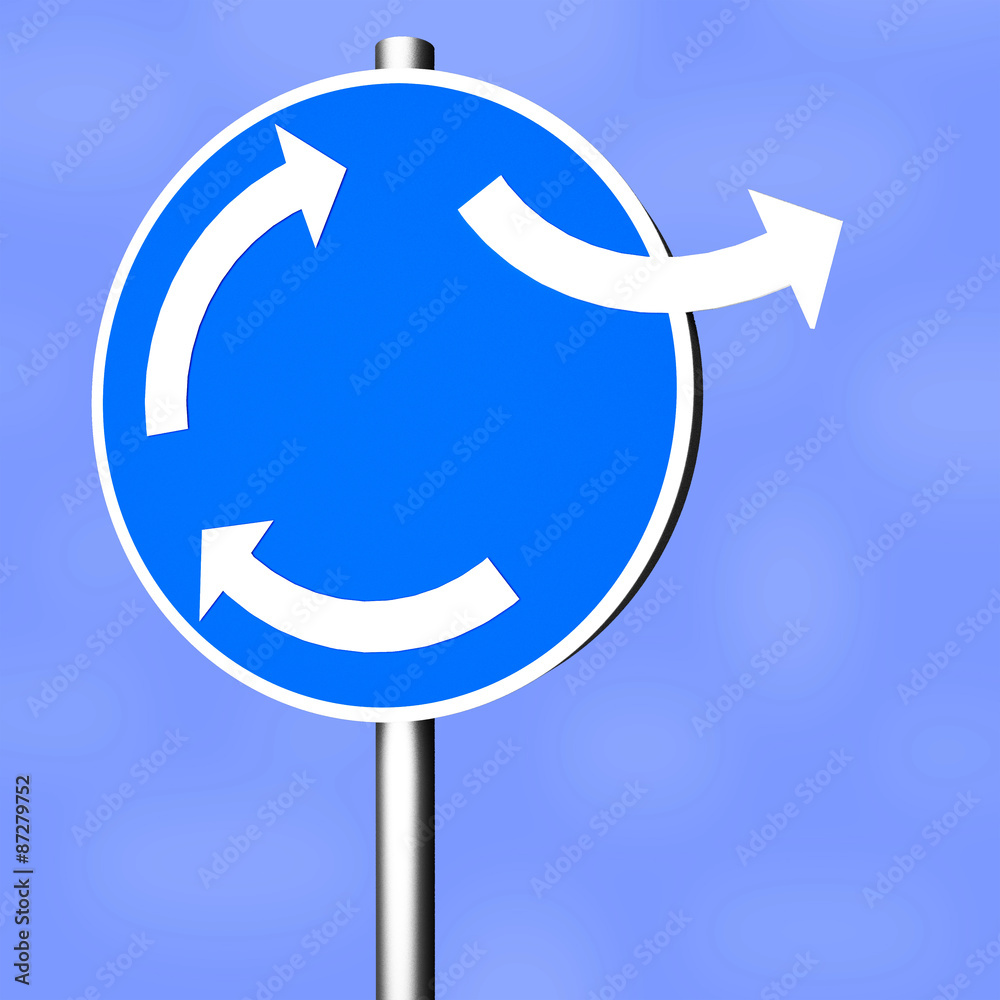 Sign roundabout with direction change Stock Illustration | Adobe Stock