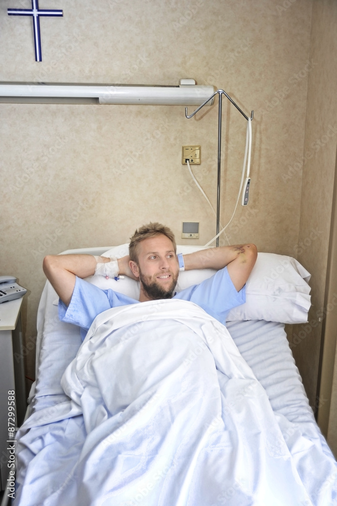 Happy Person In Hospital Bed