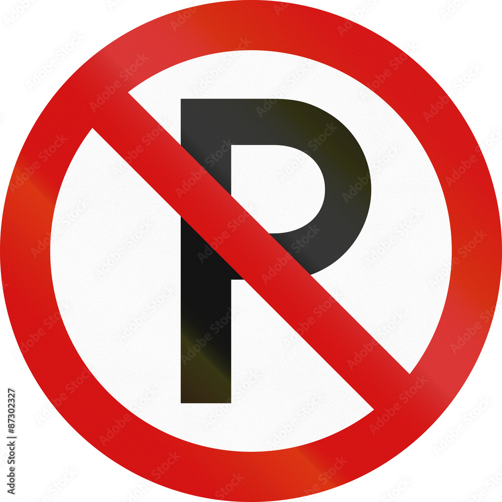 Irish traffic sign: No parking along carriageway Stock Illustration ...
