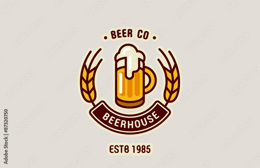 Beer Mug Logo abstract design vintage vector template...Brewery, Stock ...