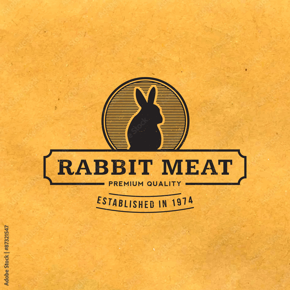 premium rabbit meat label with grunge texture on old paper backg Stock ...
