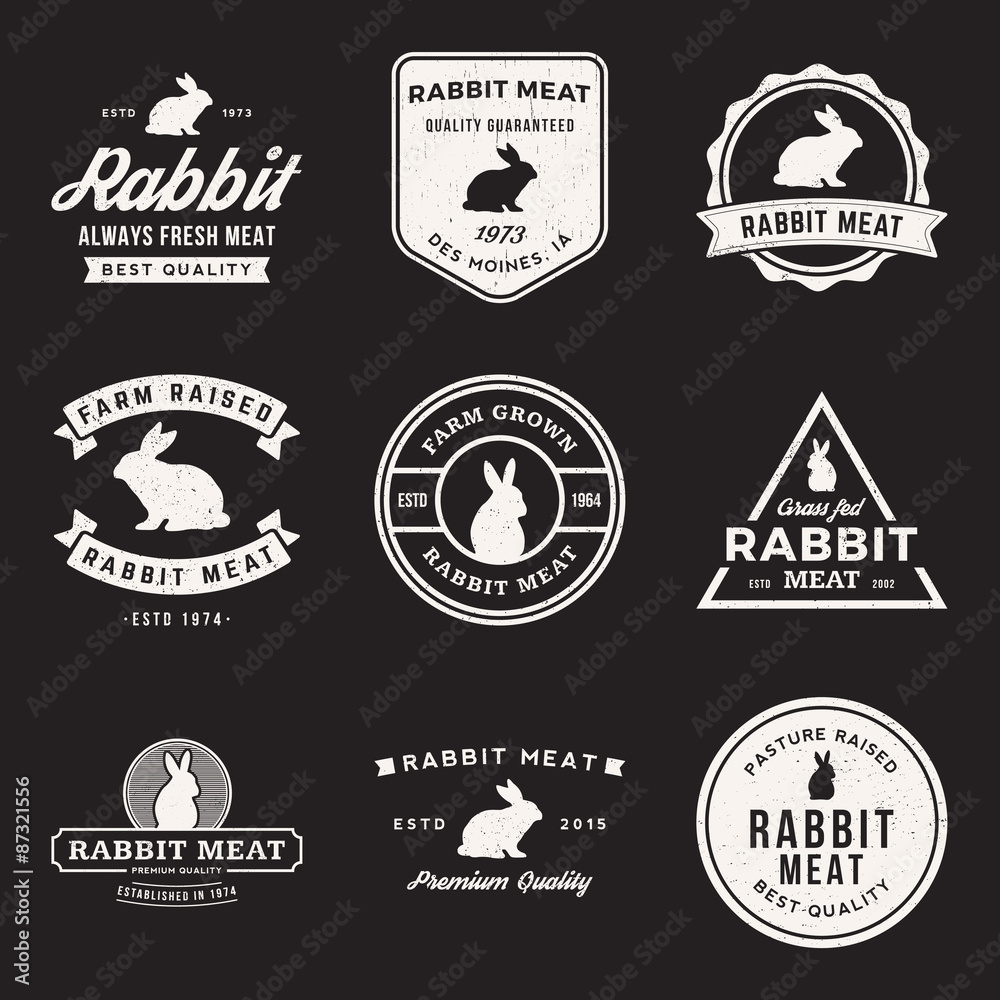 vector set of premium rabbit meat labels, badges and design elem Stock ...