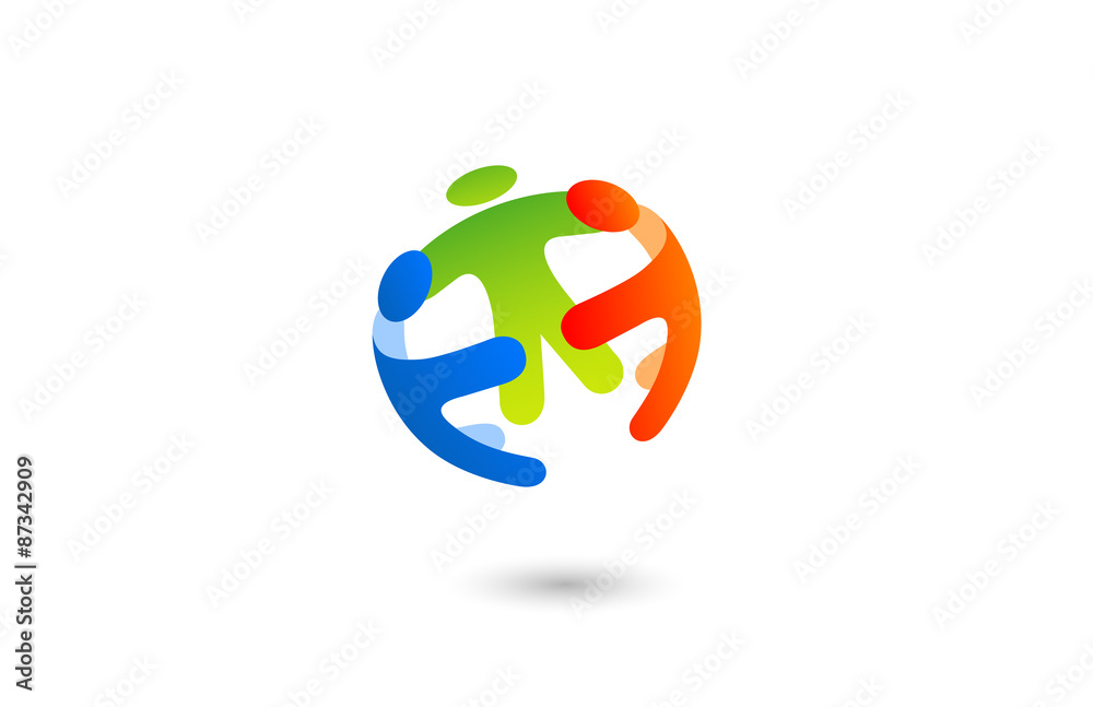 Social Team work Sphere Logo design vector template with abstrac Stock ...