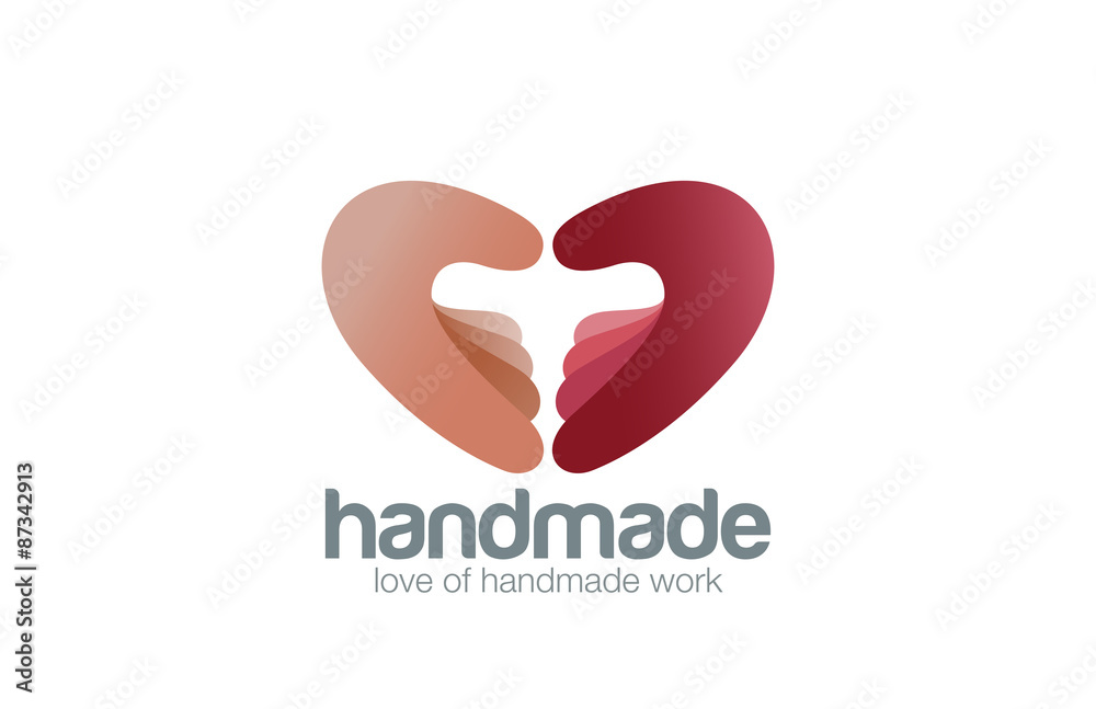 Two Hands as Heart shape Logo Handmade design vector template... Stock ...