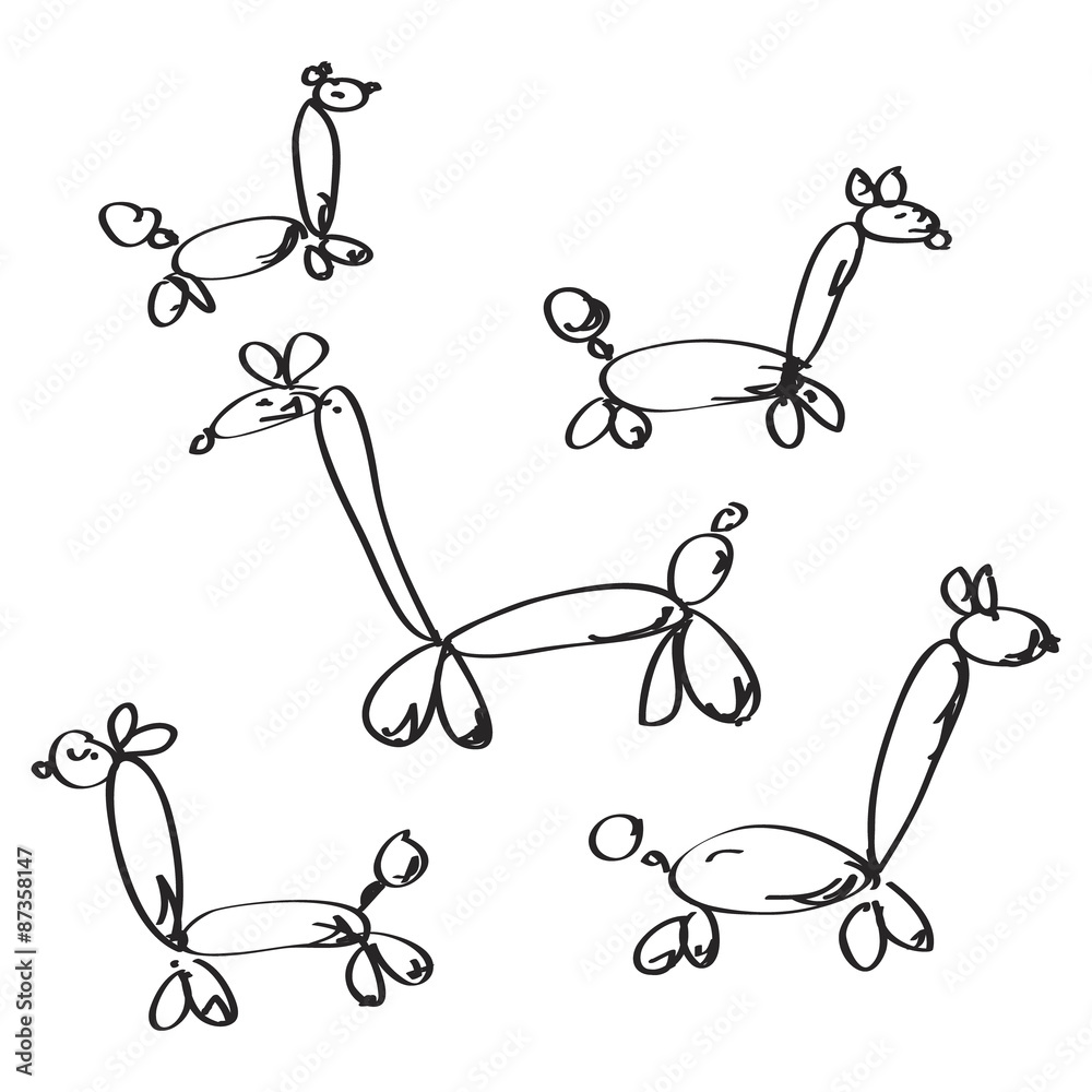 Simple doodle of balloon animals Stock Vector | Adobe Stock
