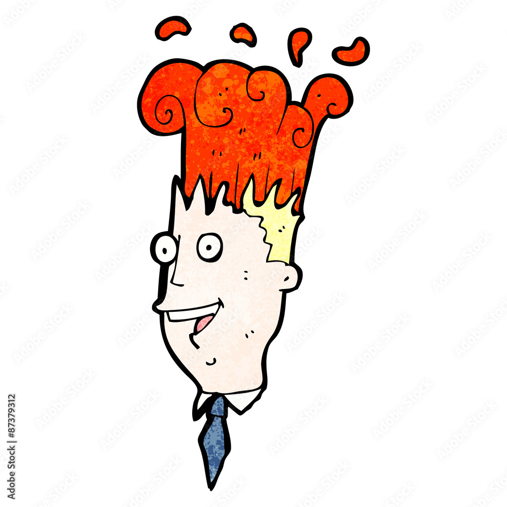 cartoon man with exploding head Stock Vector | Adobe Stock