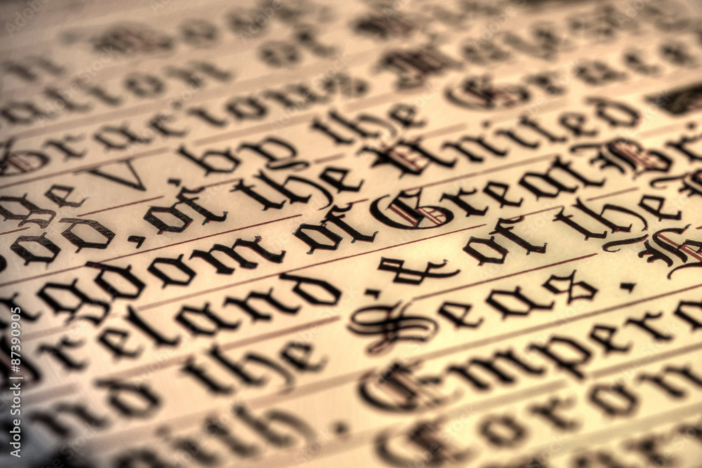 Old English manuscript calligraphy. Manuscript written in old English ...